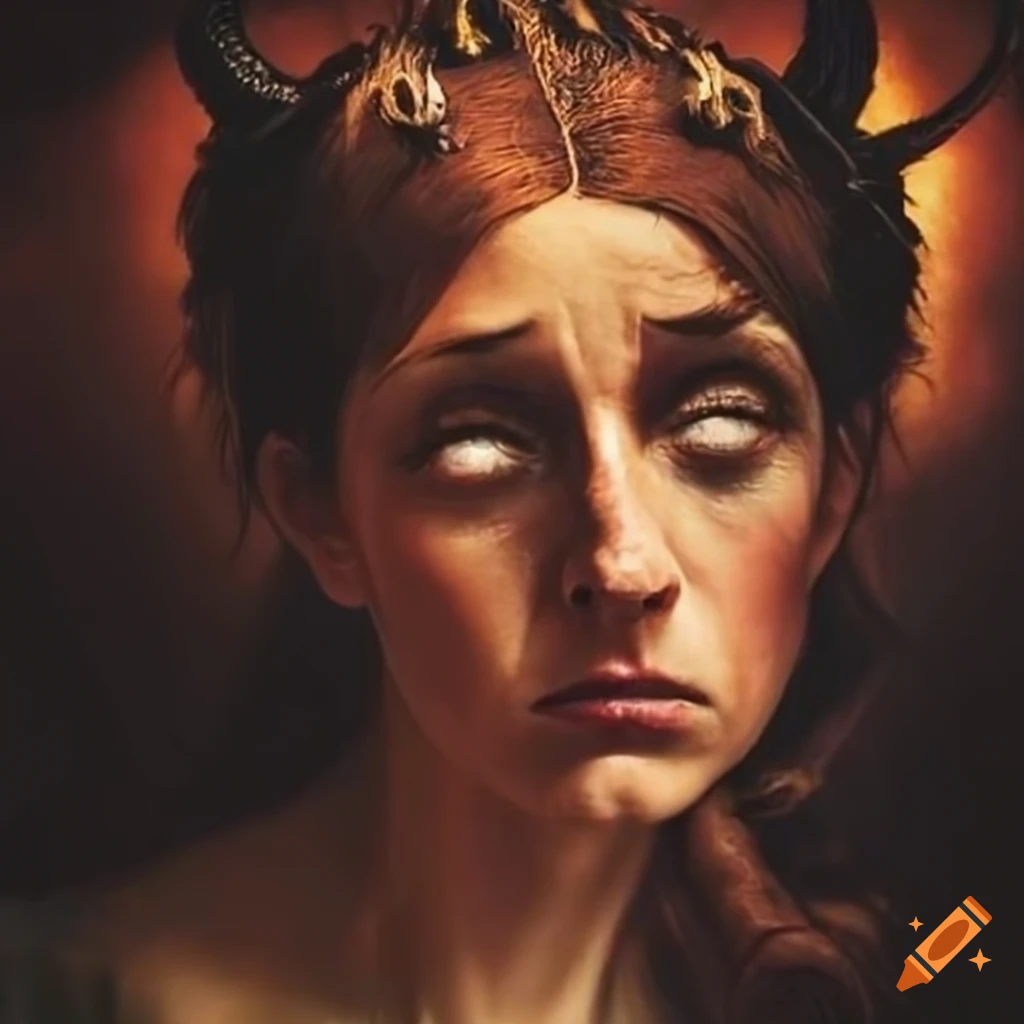 Renaissance devil woman crying on Craiyon