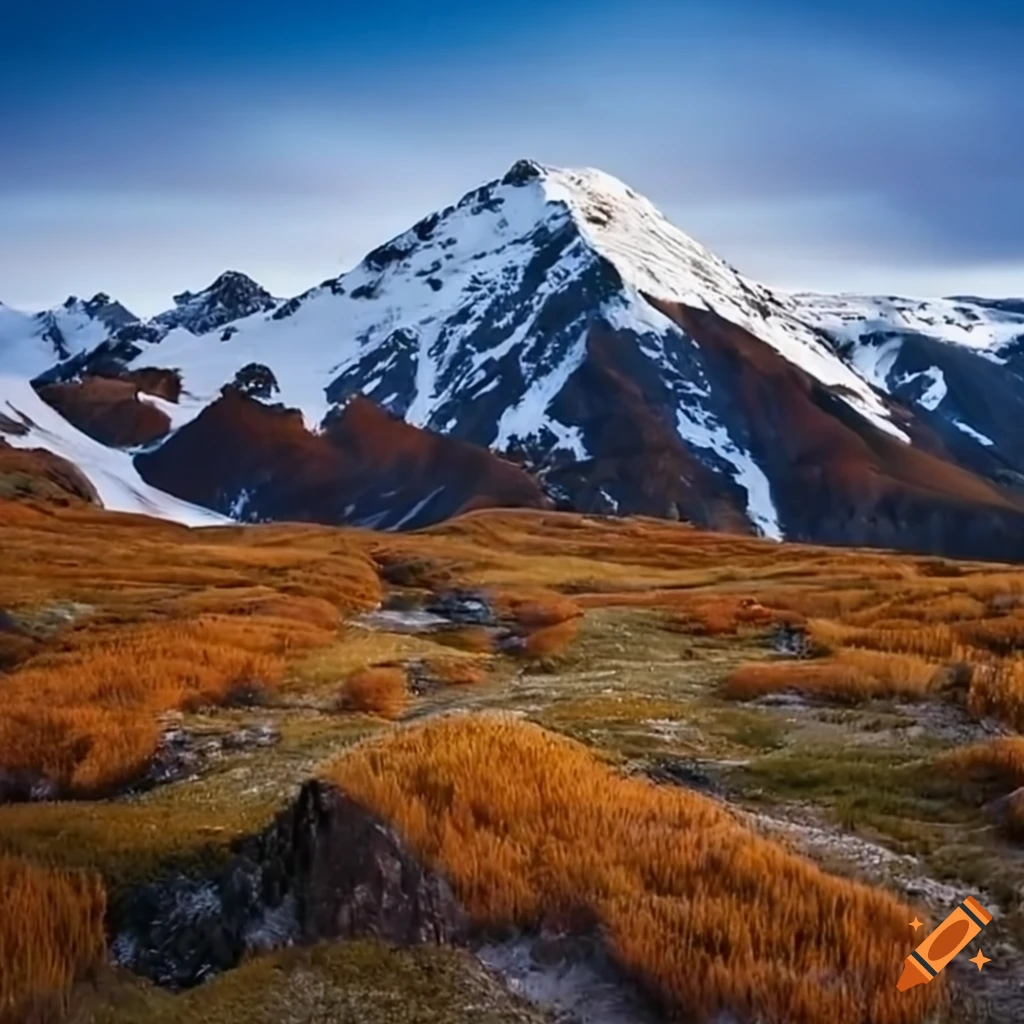 High alpine tundra with rocky plateau and patches of snow on rolling ...