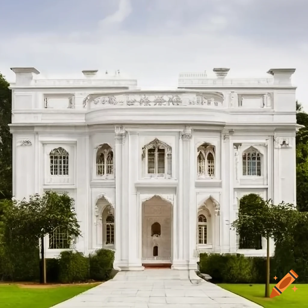 Frontal elevation of Mughal Mahal White House Whitemarsh Lynnewood in ...