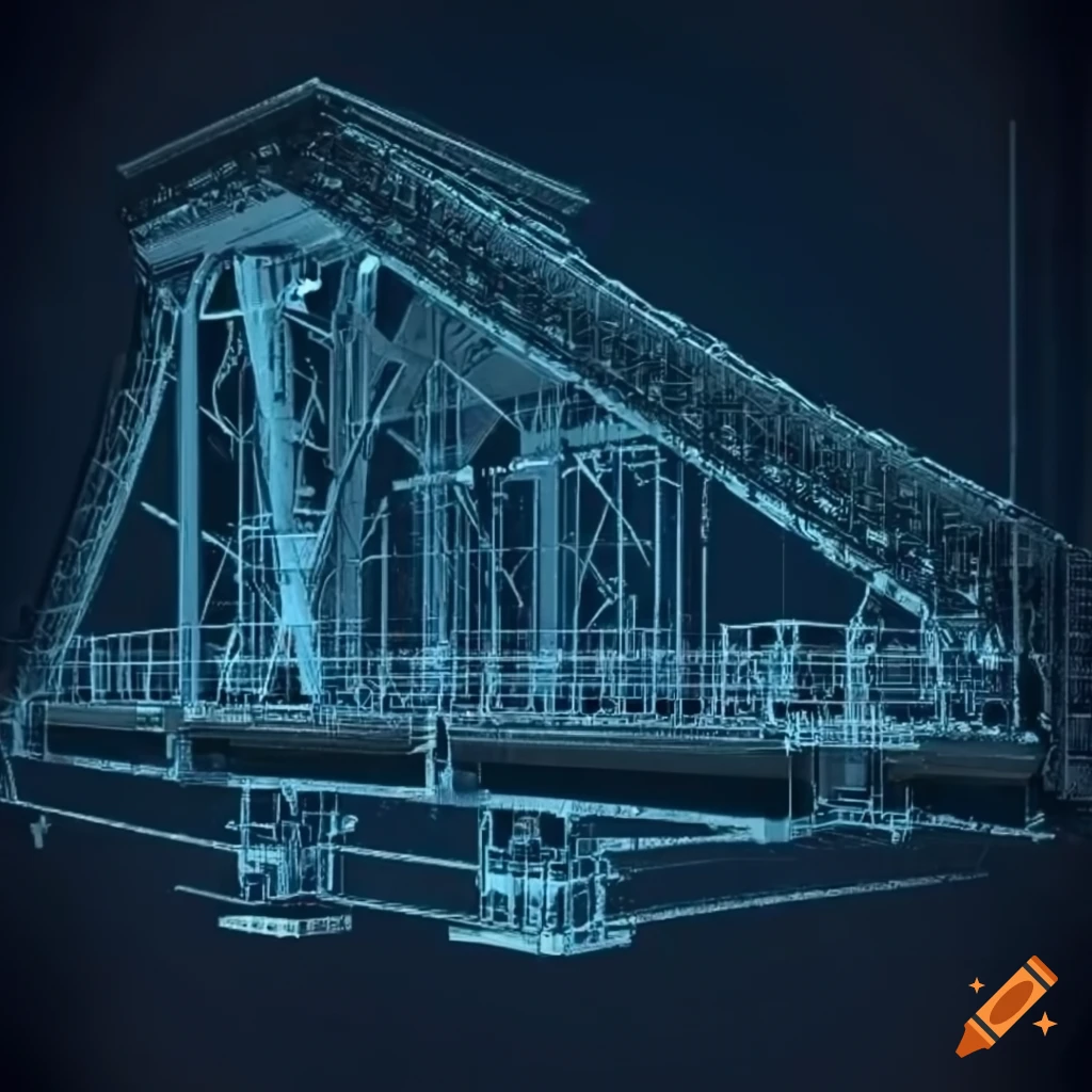 Engineering blueprint for a metal bailey bridge showcasing detailed ...