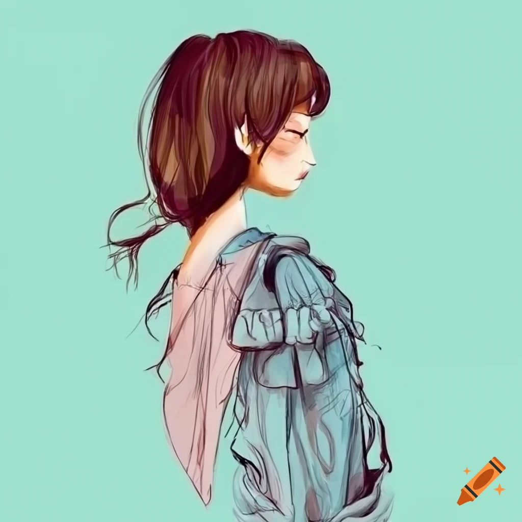 Minimalist drawing of a girl on Craiyon