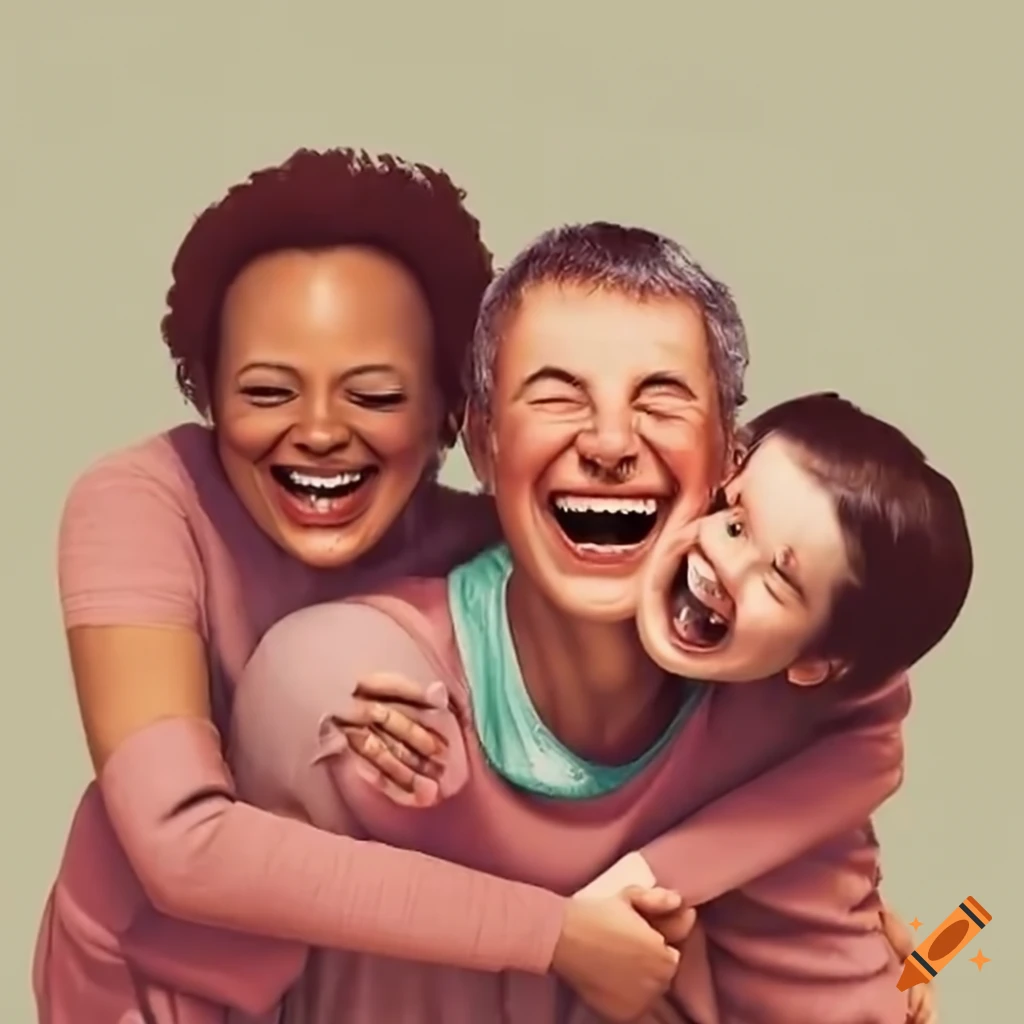 Gathered family laughing together on Craiyon