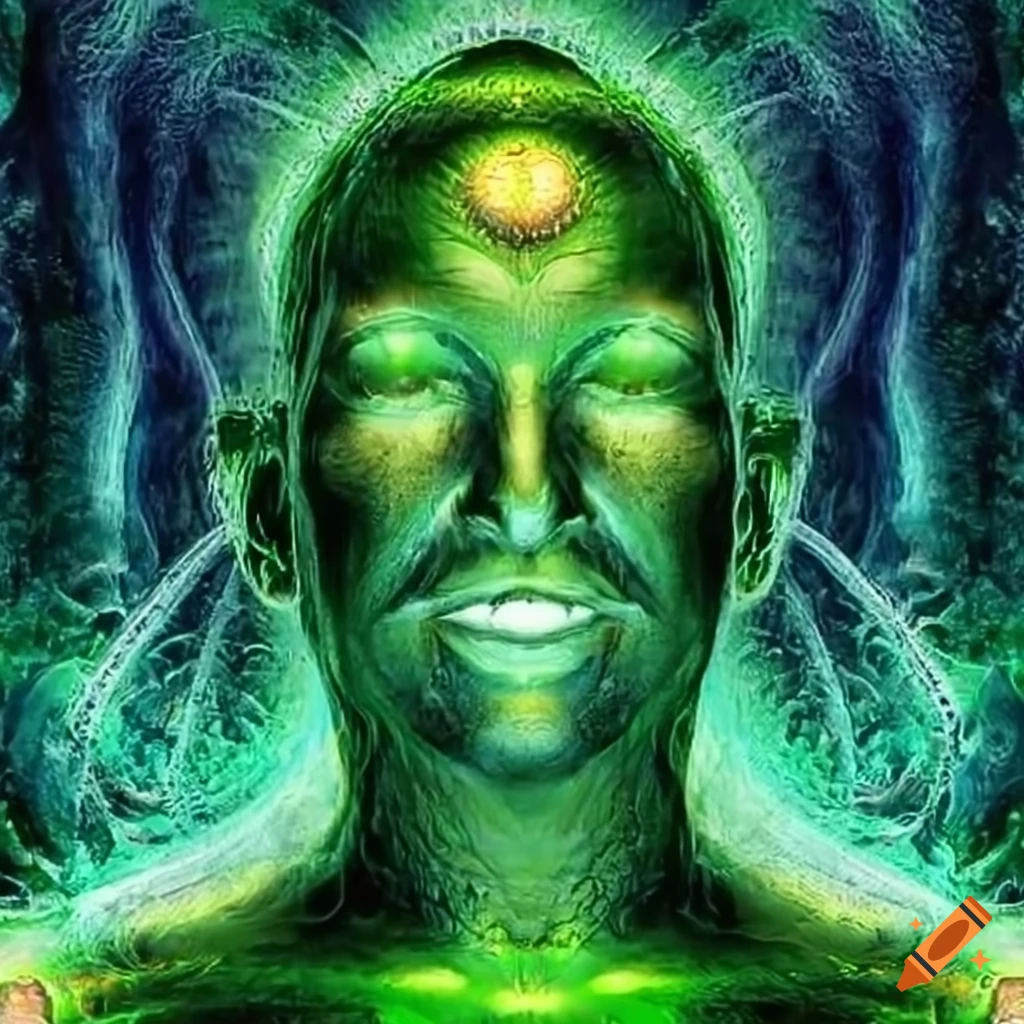 Chaos god of green consciousness divine on Craiyon