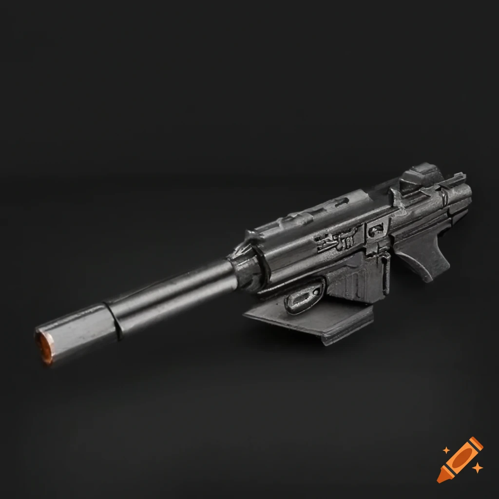 Sci-fi laser turbocannon gun with base in isometric view on Craiyon