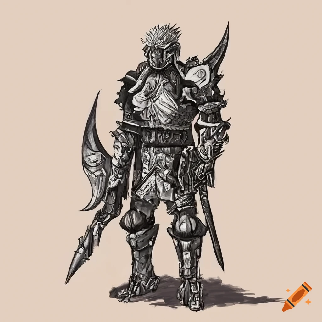 Fierce dwarf in black-and-white armor with a dark spear in final ...