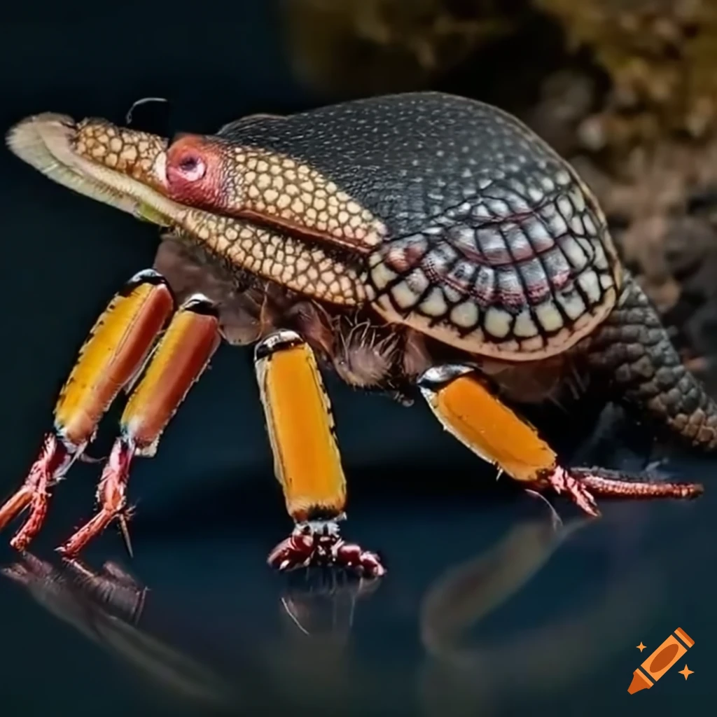 Colorful Beetle-Armadillo hybrid in full body view on Craiyon