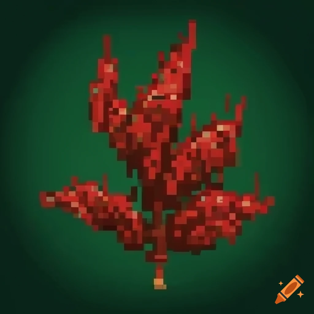 Detailed red fantasy shrub in pixel art style on Craiyon
