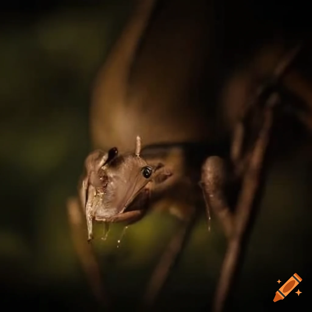 Panorama with strange animals, insects, and small humanoid in the style ...