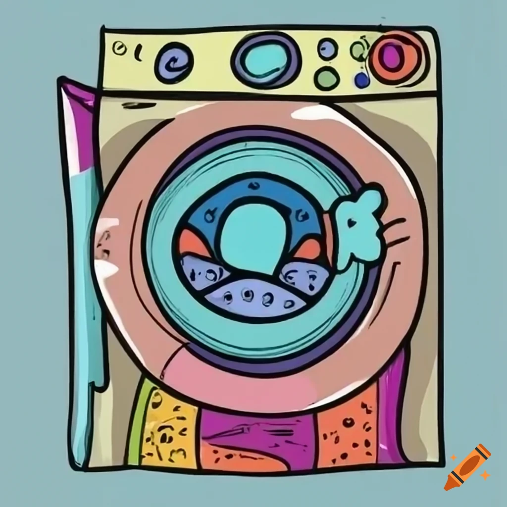 Artistic pencil drawing of a washing machine on Craiyon
