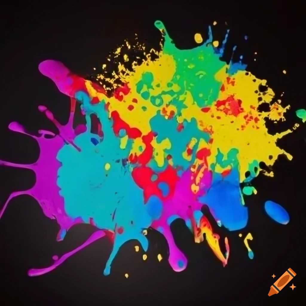 Colorful paint splatter on black background on Craiyon