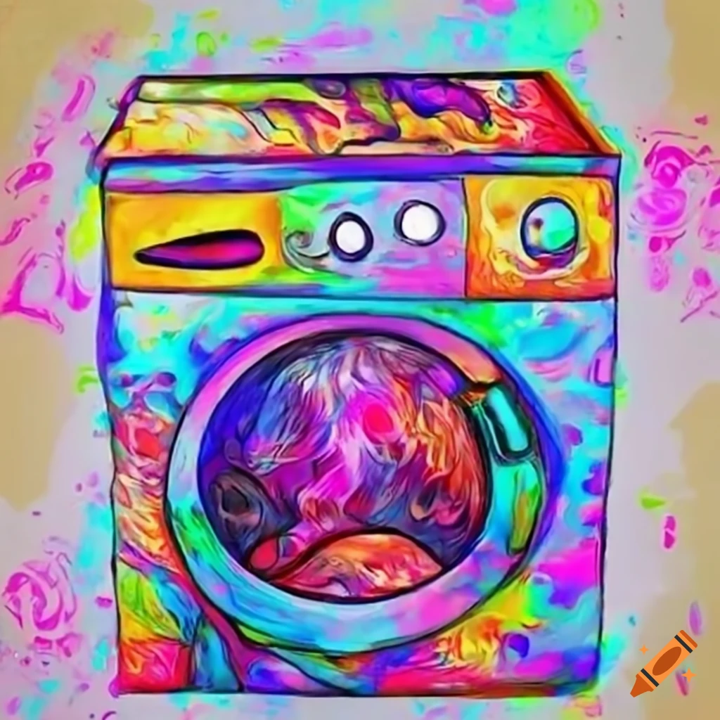 Artistic pencil drawing of a washing machine on Craiyon