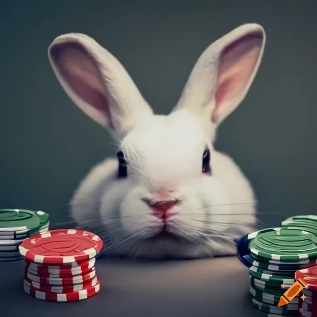 White bunny with poker chips on Craiyon
