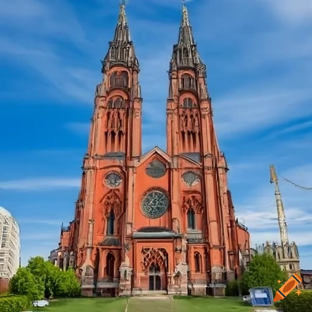 Tall opulent church with maximalist, gothic, and neoclassical ...