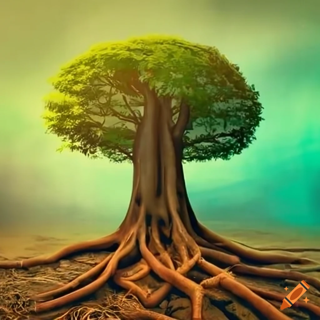 Classroom with roots of a tree on Craiyon