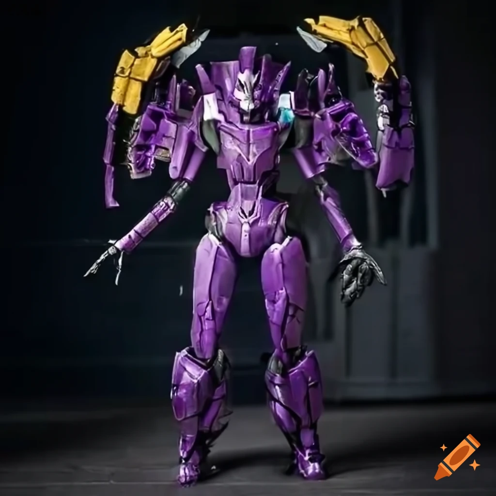 Female transformer in dark purple armor with cute humanoid face in ...