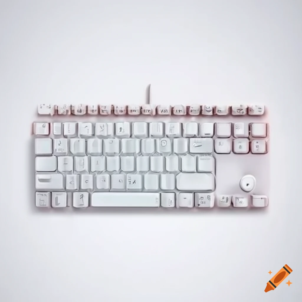 Computer keyboard and mouse embedded in marble on white background on ...