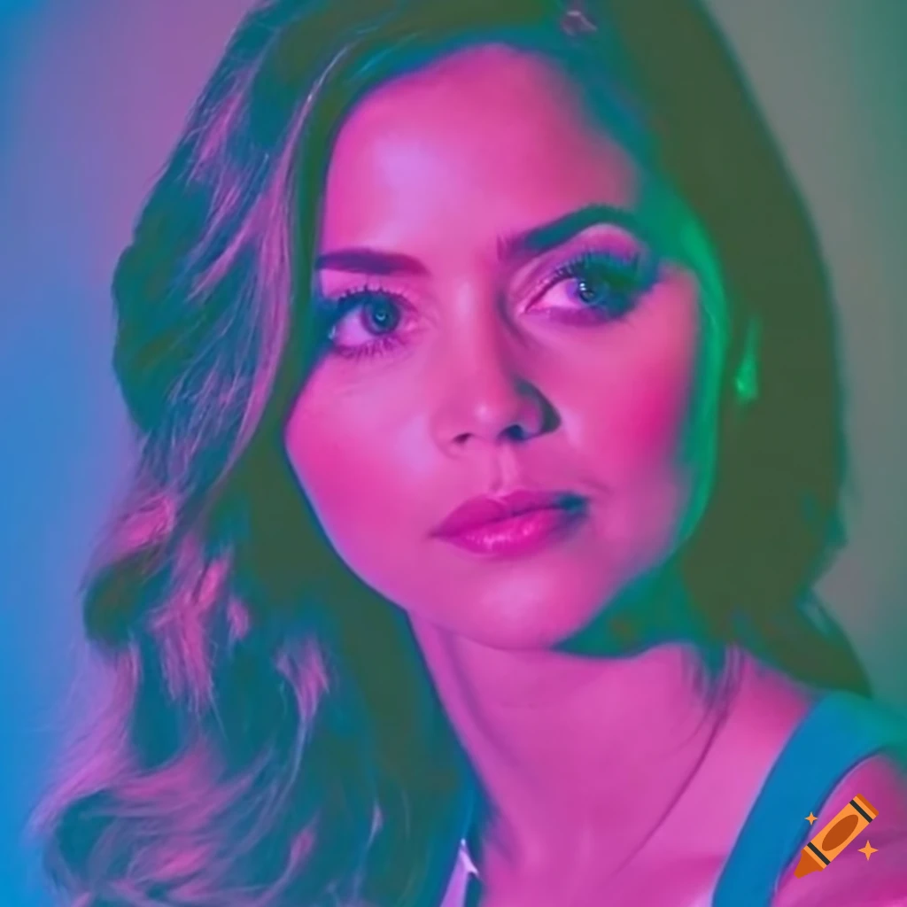 Close-up high definition studio shot with neon vaporwave aesthetic on ...