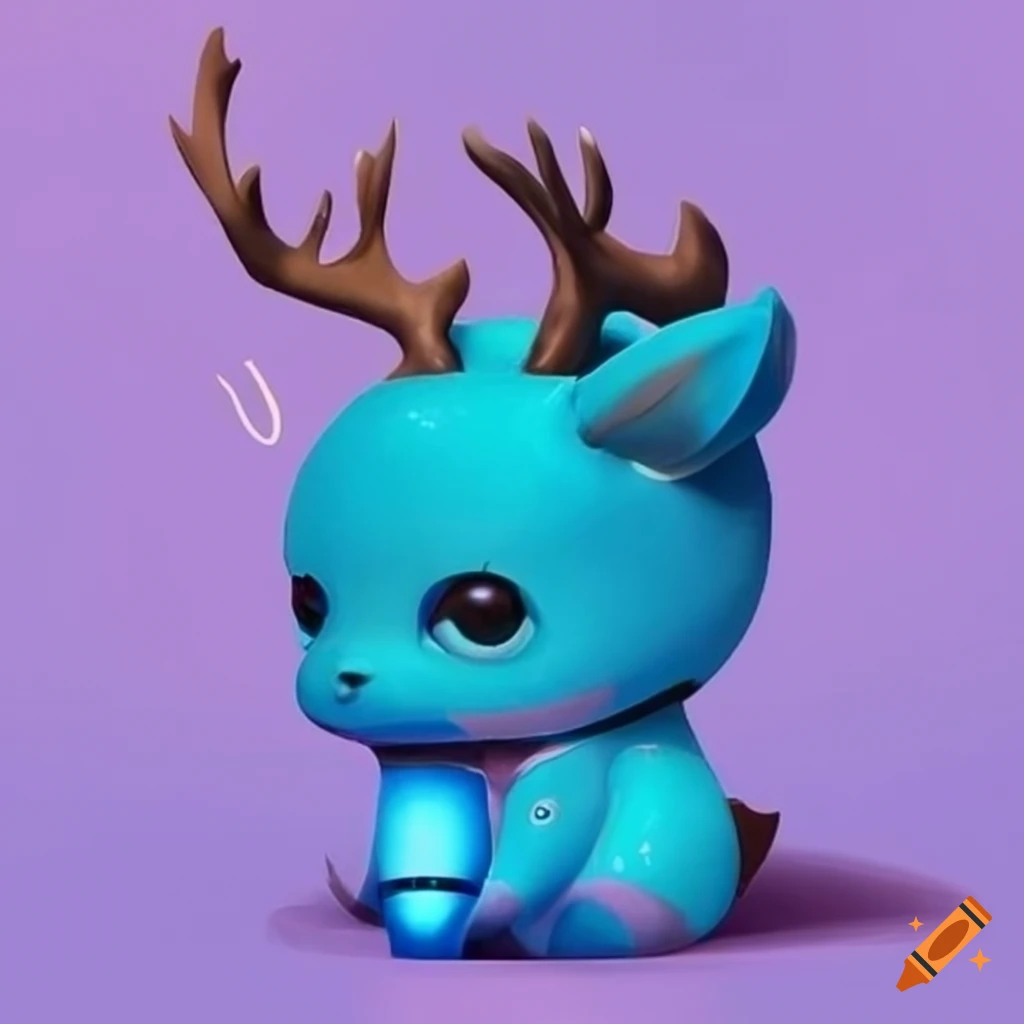 Unique blue deer in a forest on Craiyon