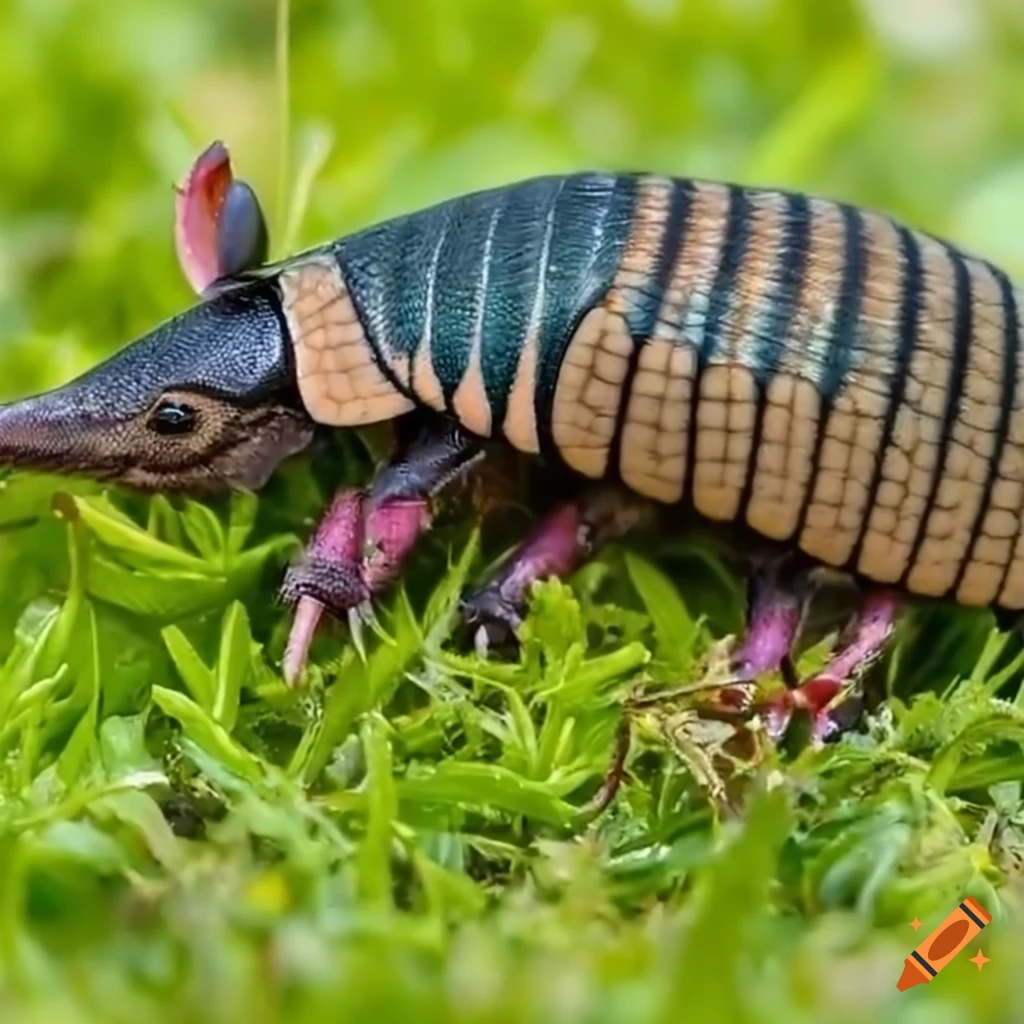 Colorful beetle-armadillo hybrid in full body view on Craiyon