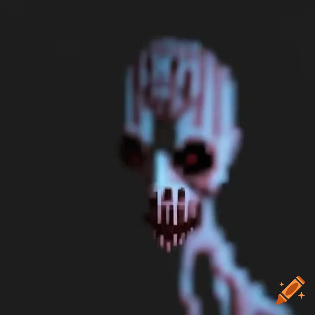 Pixelated scary creature on Craiyon