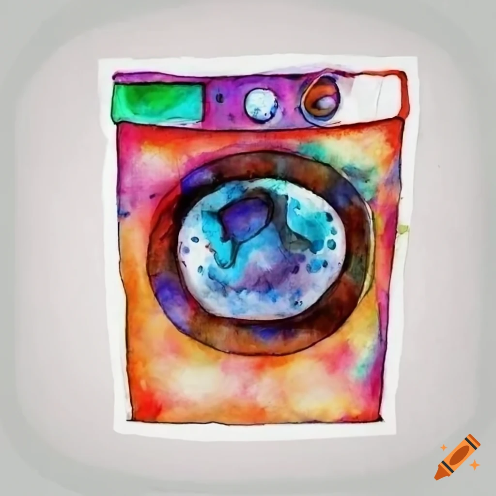 Artistic pencil drawing of a washing machine on Craiyon