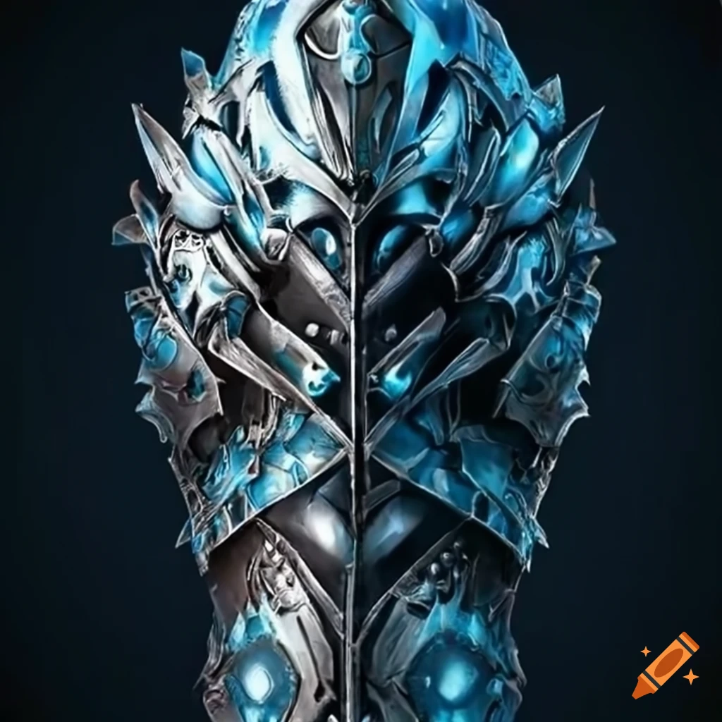 Stylish arm bracer armor with intricate ice design on Craiyon