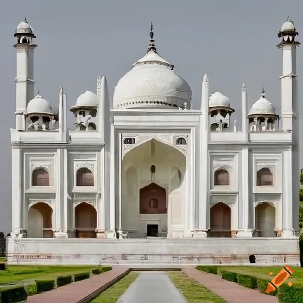 Frontal elevation of a solid marble architectural style building on Craiyon
