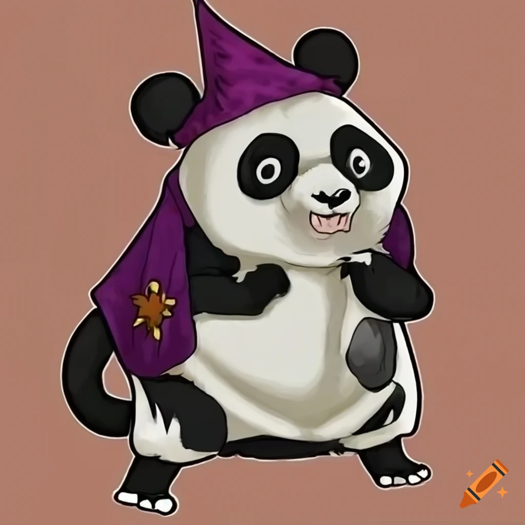 Hybrid creature half panda half cow in wizard attire on Craiyon