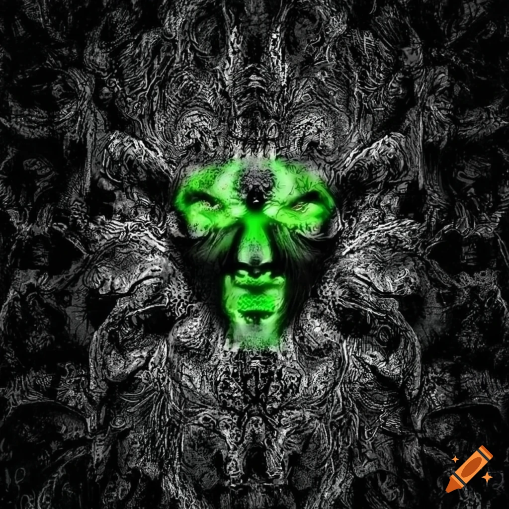 Chaos god of green consciousness ninja punk on Craiyon