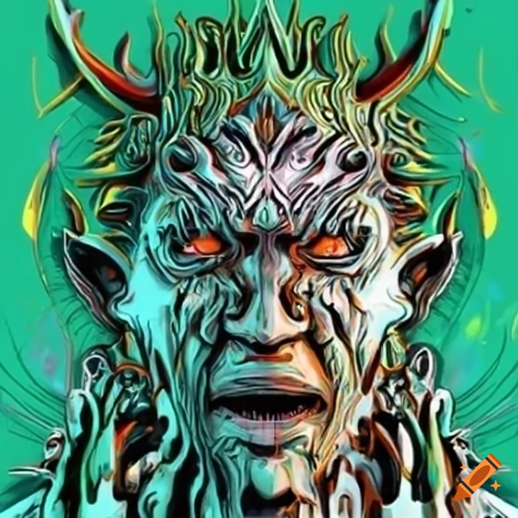 Chaos god of green consciousness ninja punk on Craiyon