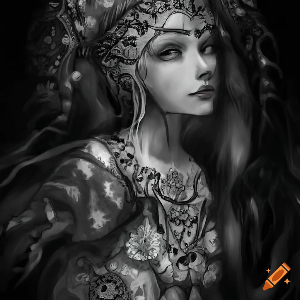 Intricate details of an ethereal ukrainian folklore witch character on ...