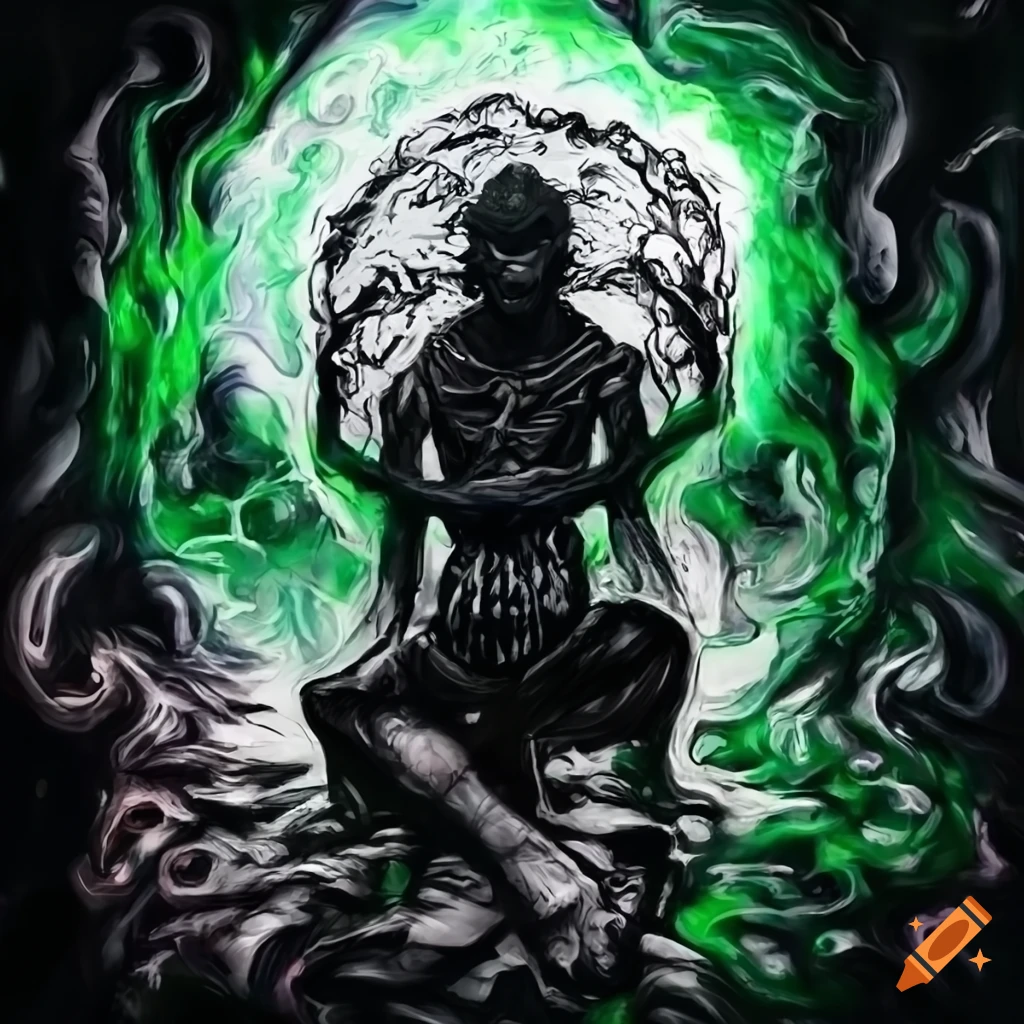 Chaos god of green consciousness ninja punk on Craiyon