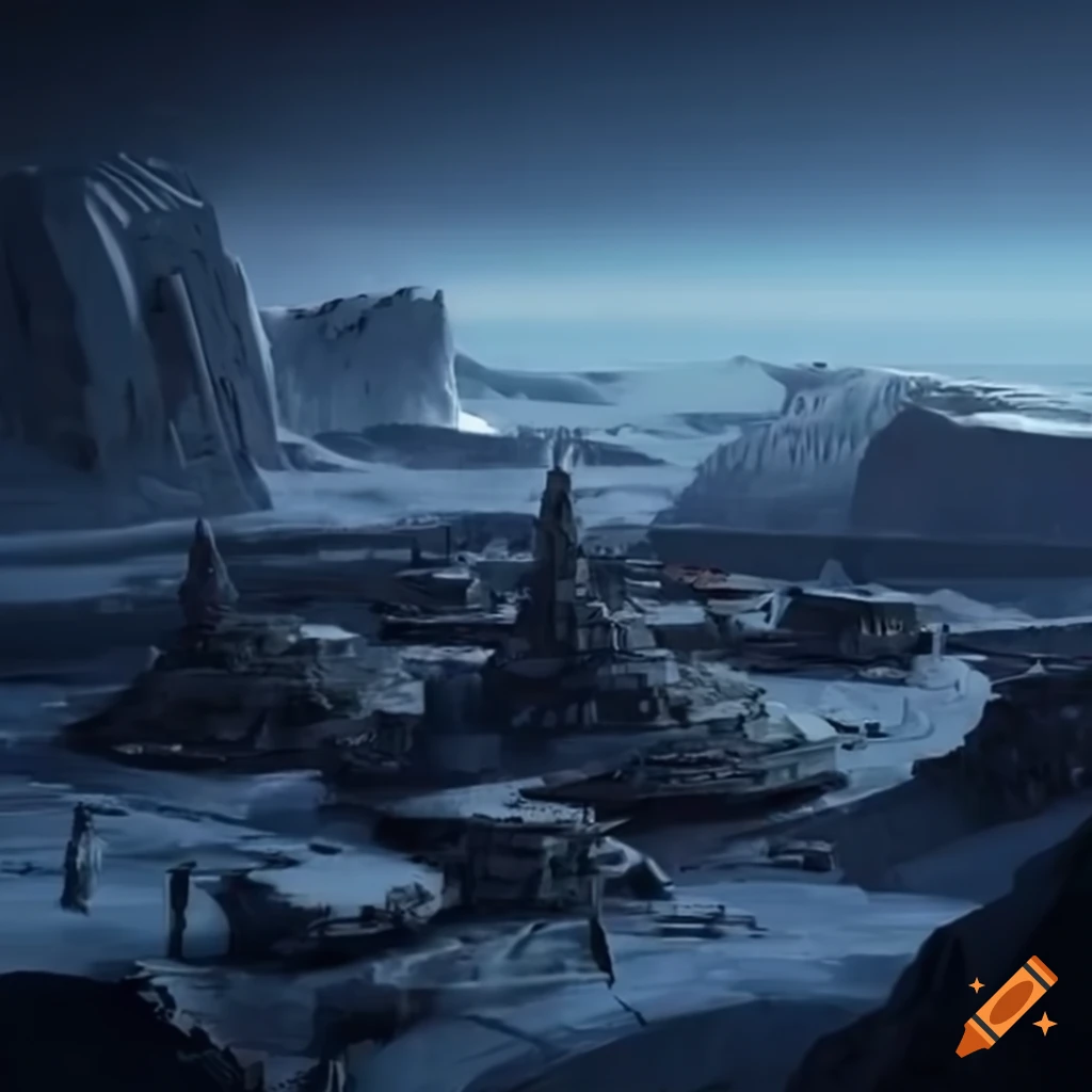 Concept art of a star wars rebel base in antarctica on Craiyon