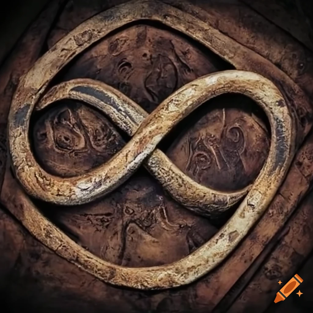 Infinity symbol carved into an ancient relic on Craiyon