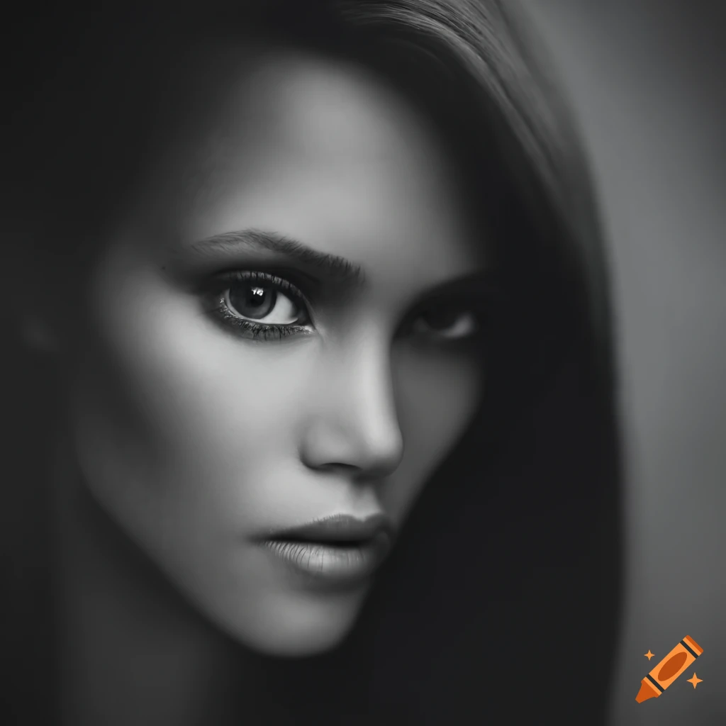 Surreal photo of a woman with big eyes and moody texture on Craiyon