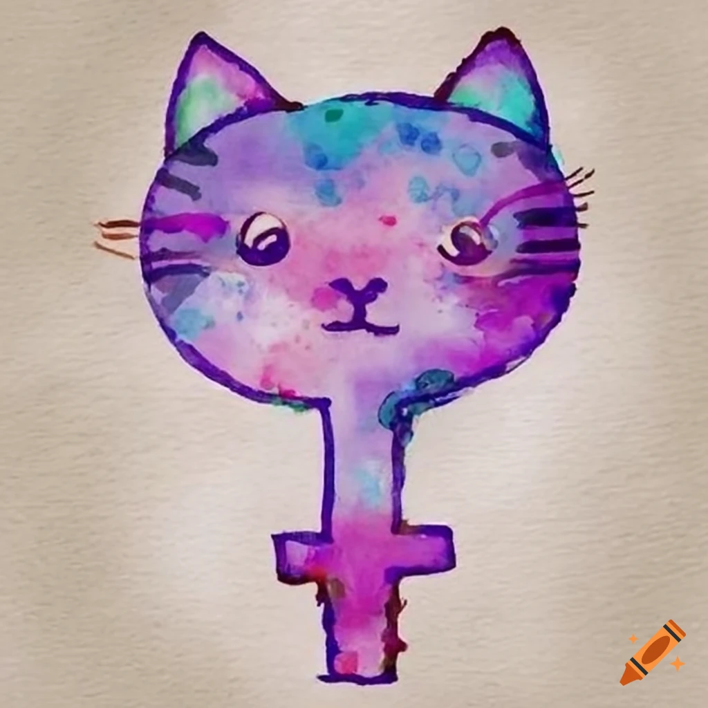 Female gender symbol with cat face on Craiyon