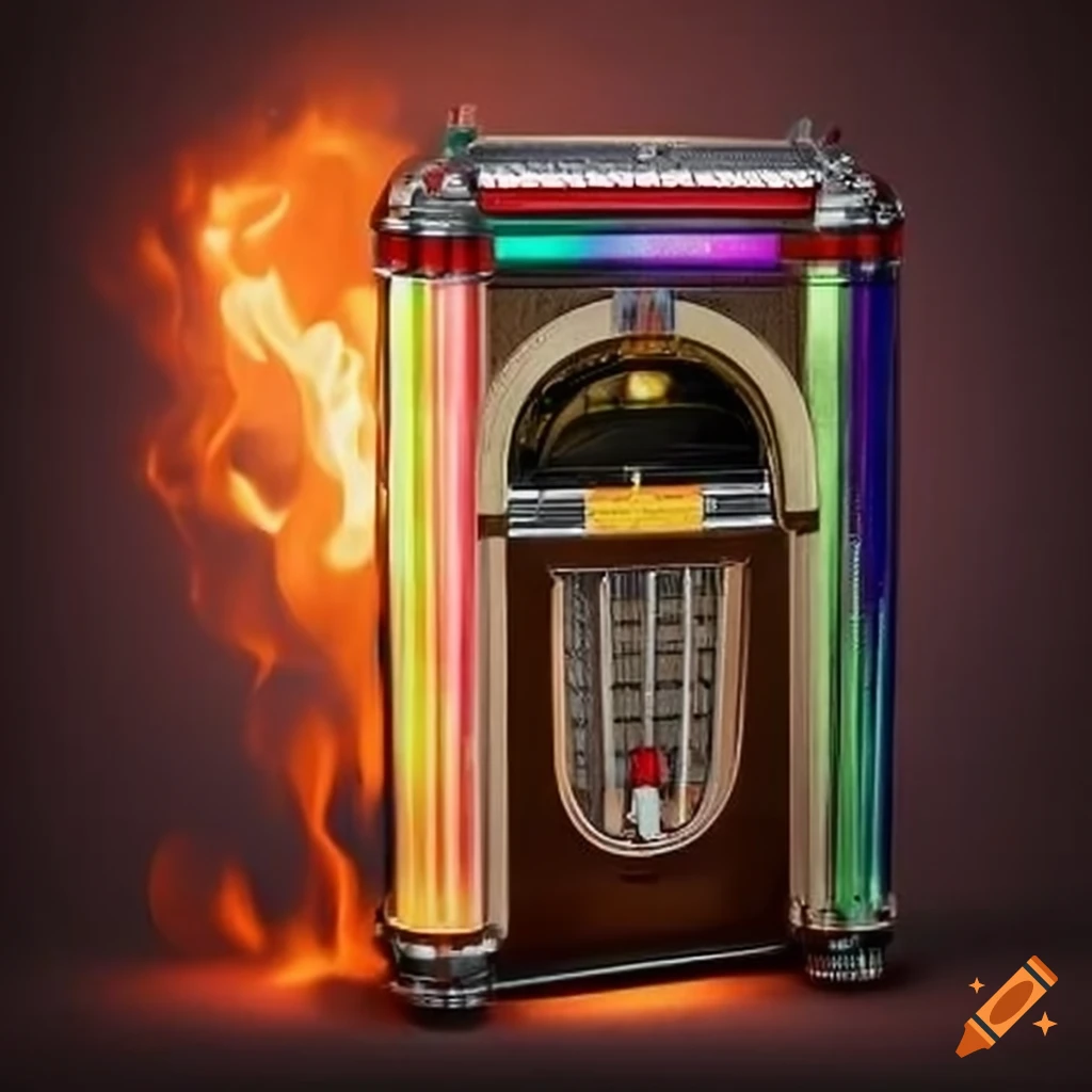 Jukebox with flames on Craiyon
