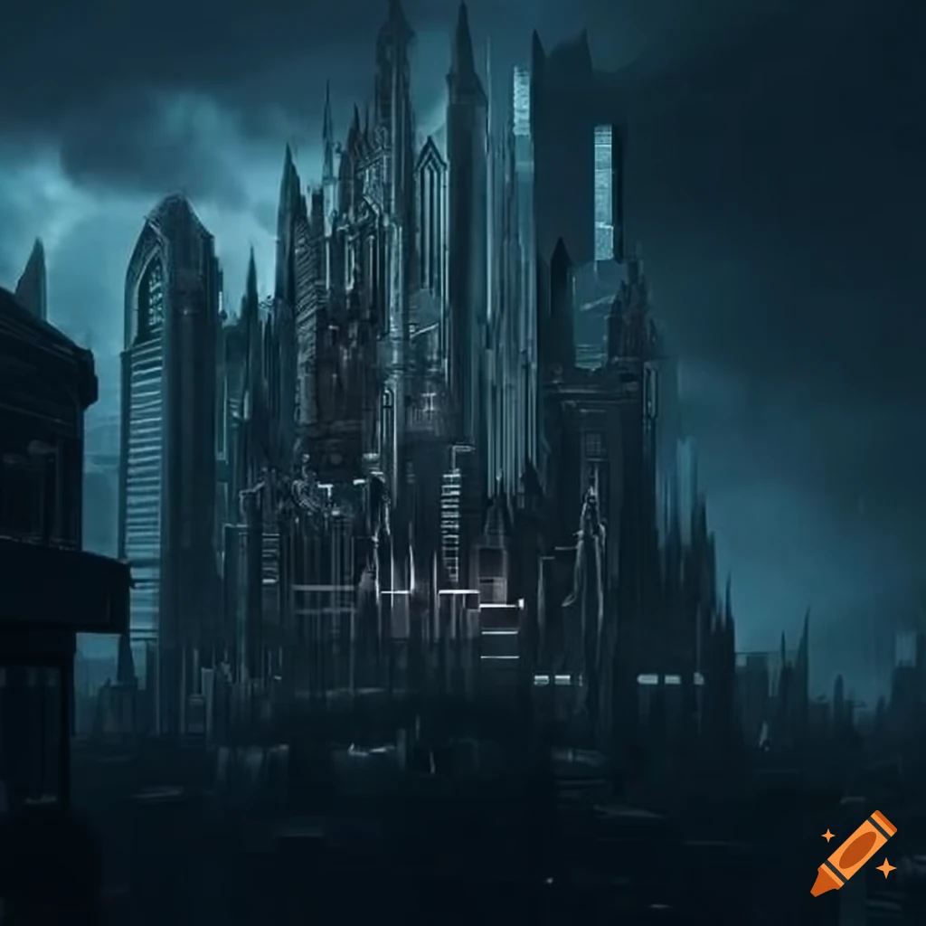 Futuristic demonic gothic city with skyscrapers in a scifi setting on ...