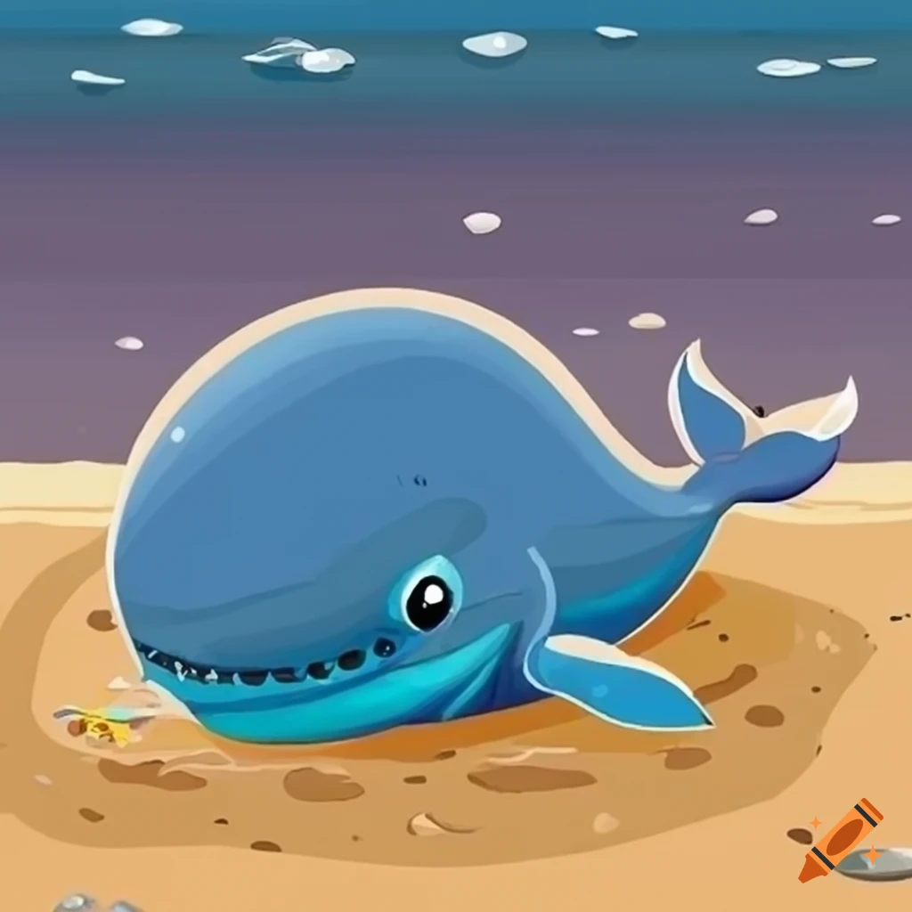 Cartoon beached whale on Craiyon