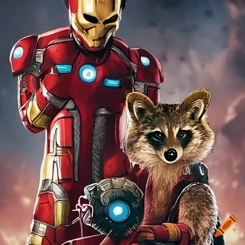 Iron man and rocket raccoon separated on Craiyon