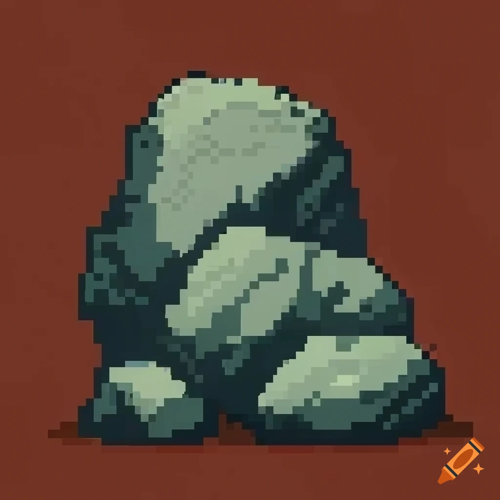 Detailed pixel art of a boulder on Craiyon