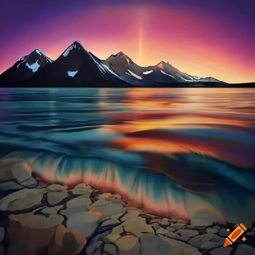 Sunset in a hyper-realistic and detailed style on Craiyon
