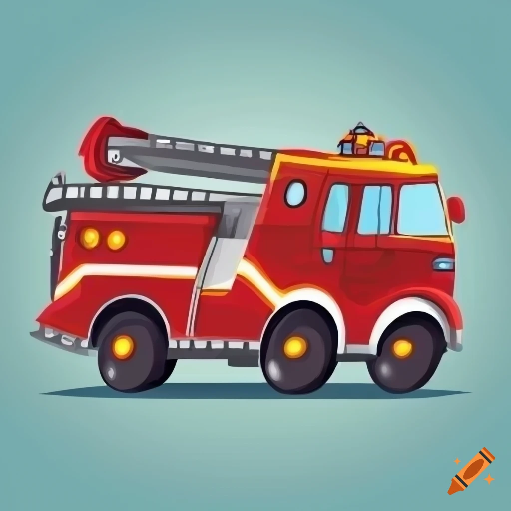 Cartoon fire truck vector on Craiyon