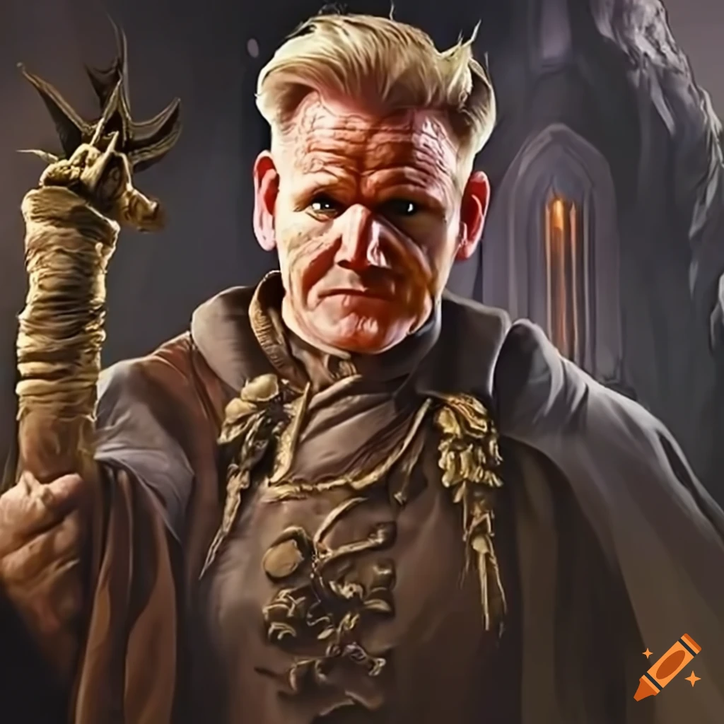 Gordon ramsay portrayed as a fantasy wizard on Craiyon