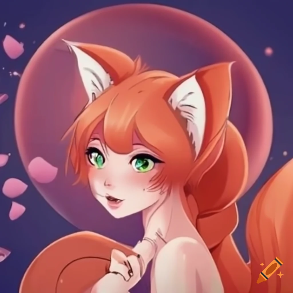 Anime Fox Girl With Her Head In A Bubble On Craiyon