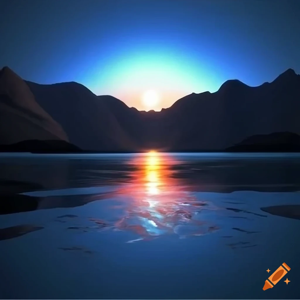 Breathtaking 3d depiction of a mountain with radiant light, sun rays ...