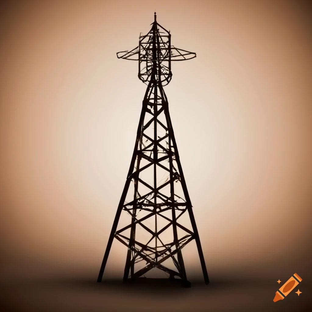 Radio tower on a muddy grey background on Craiyon