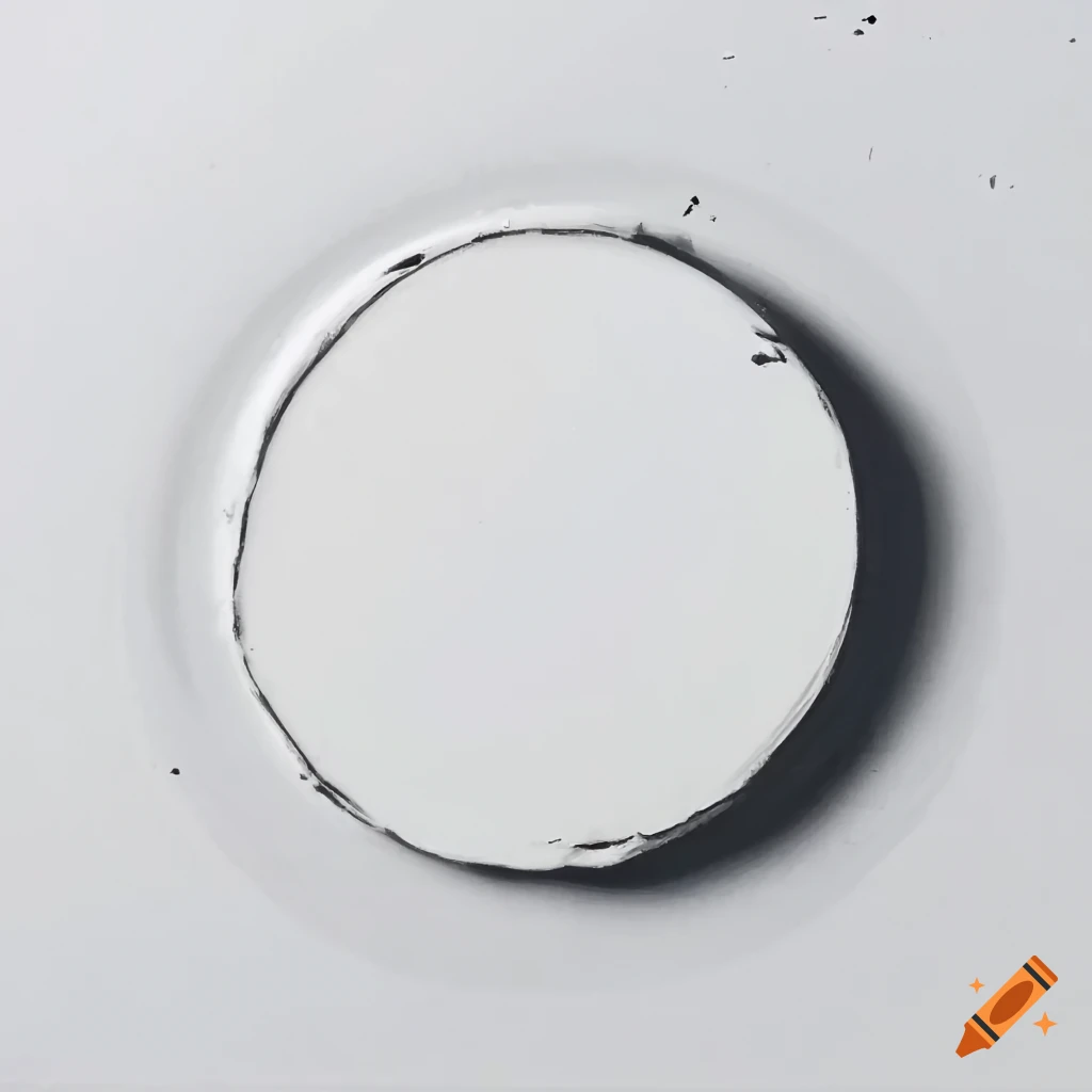 Imperfect white circle painted with thick oil on white background on ...