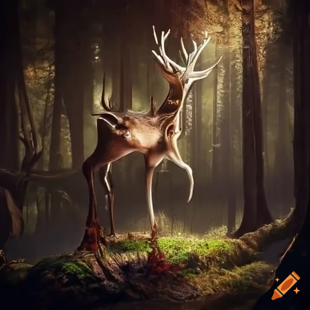 Steampunk deer in an opulent forest on Craiyon