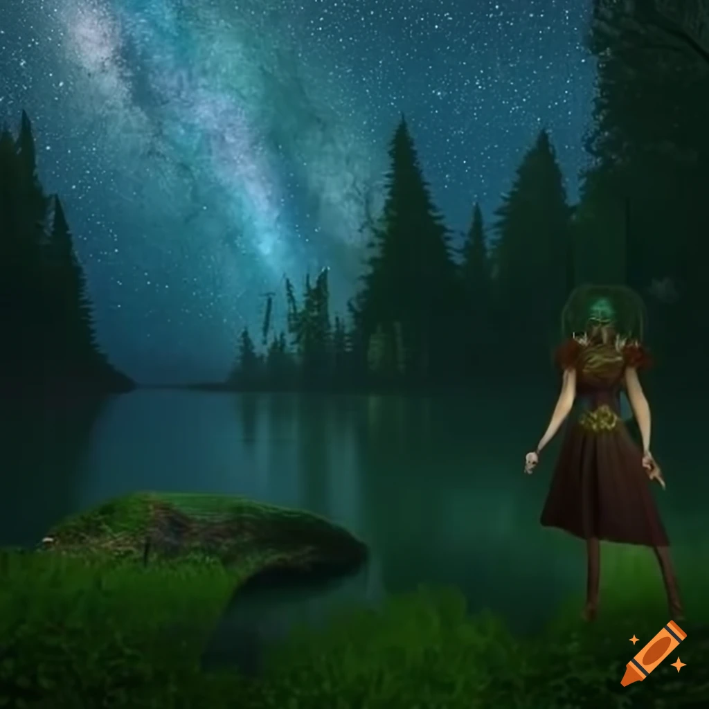 Figure representing norse and celtic lore in a mystical setting on Craiyon